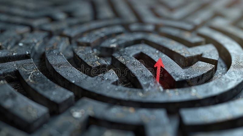 Navigate To Victory: Red Arrow Leading through Round Maze Stock ... Navigate To Victory: Red Arrow Leading through Round Maze Stock ...