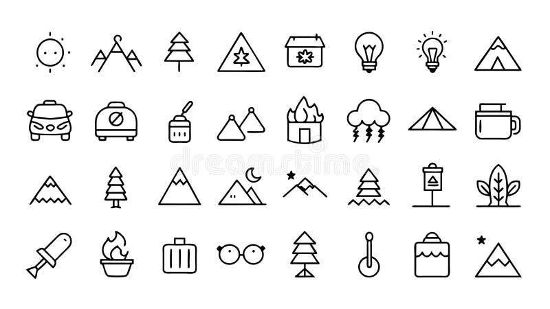 Wilderness Icons, a Flat Vector Guide To Essential Gear Stock Vector ...