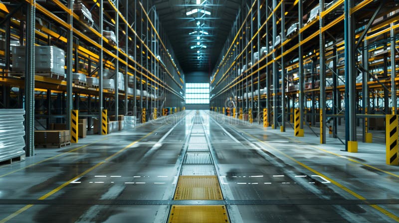 Navigating the Aisles of a Modern, Efficient Warehouse Stock Image ...