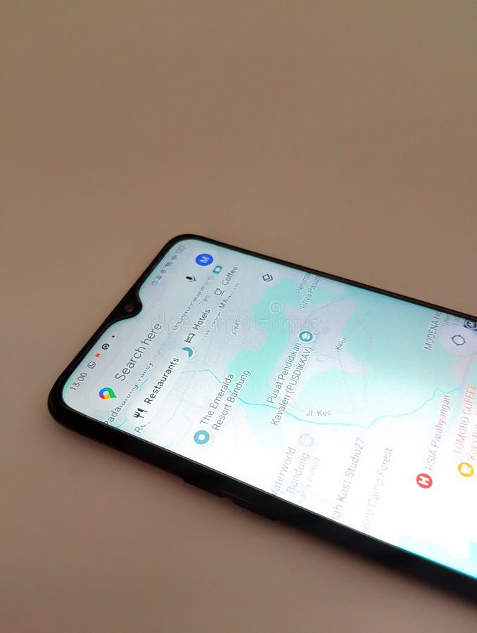 Navigating Bandung: Google Maps on a Mobile Device Editorial Photo ...