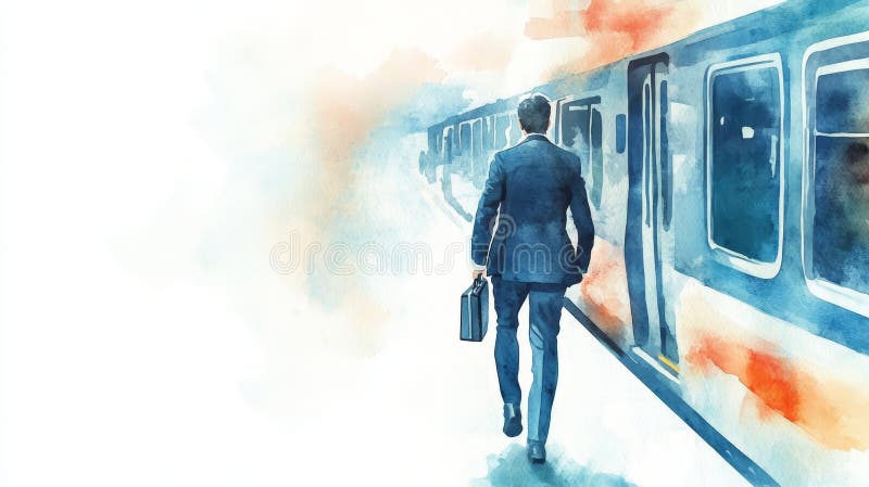 Navigating the daily Commute, a Man Walks the Train Platform Stock ...