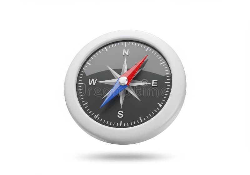 Navigating with a Compass Illustration on White Background Showing ...