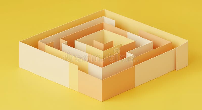 Navigating Complex Maze Strategy on Yellow Background Stock ...