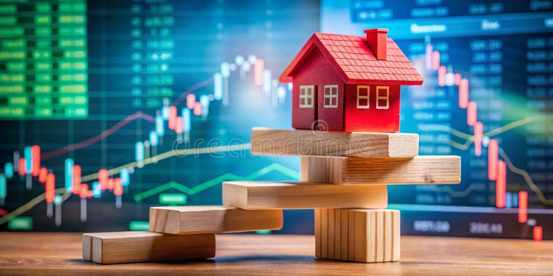 Real Estate Investment Uncertainty a Red House Model on Wooden Blocks ...