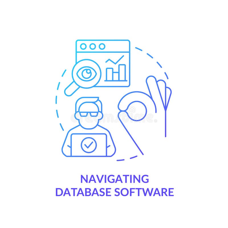 Navigating Database Software Blue Gradient Concept Icon Stock Vector ...