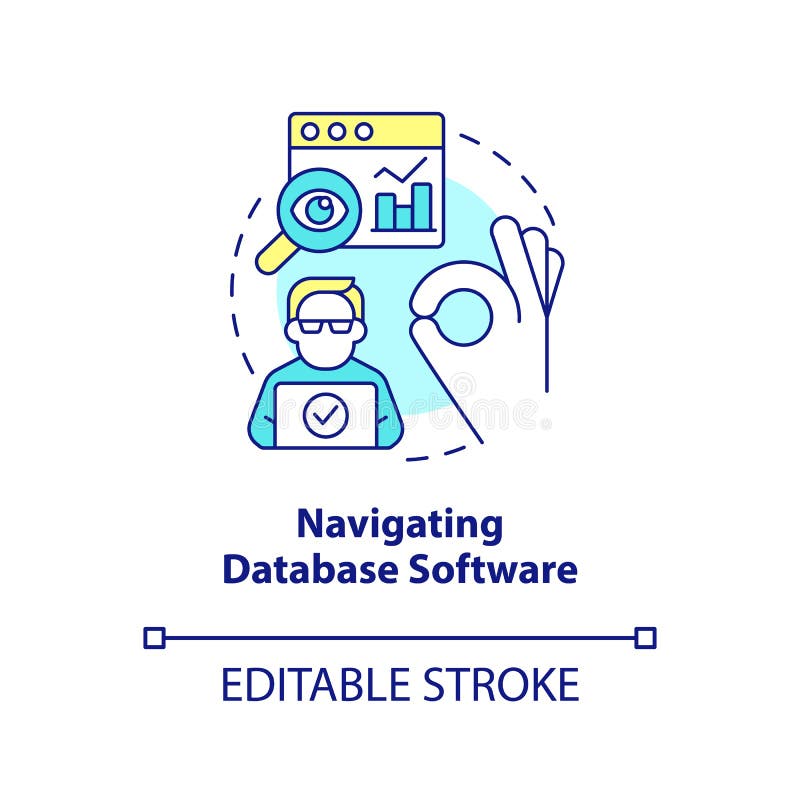 Navigating Database Software Concept Icon Stock Vector - Illustration ...
