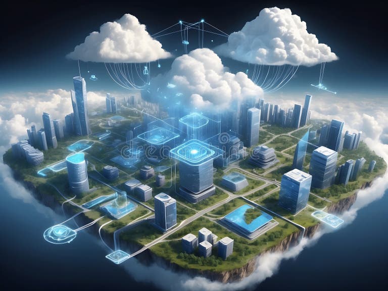 Navigating the Digital Cloud Storage Landscape Stock Illustration ...