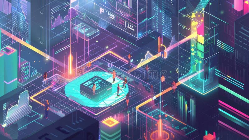 Navigating the Digital Landscape, a Futuristic Cityscape of Technology ...