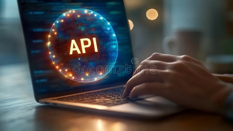 Navigating Digital Landscapes Laptop Displaying API for Development and ...