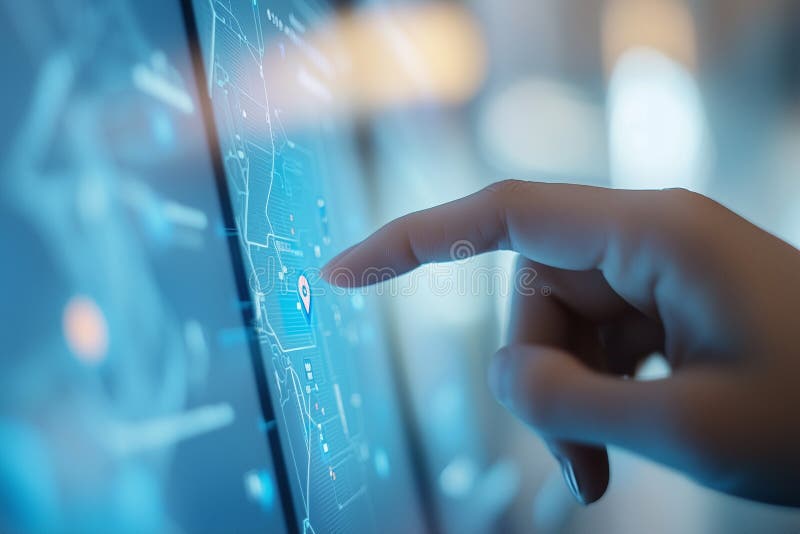 Navigating Digital Maps with Touchscreen Stock Illustration ...