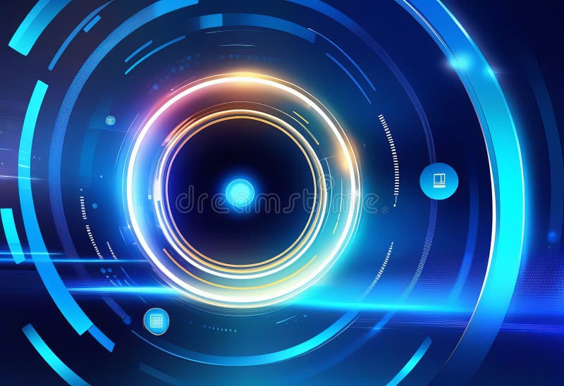 Navigating the Digital Realm with Blue Technology Background Stock ...