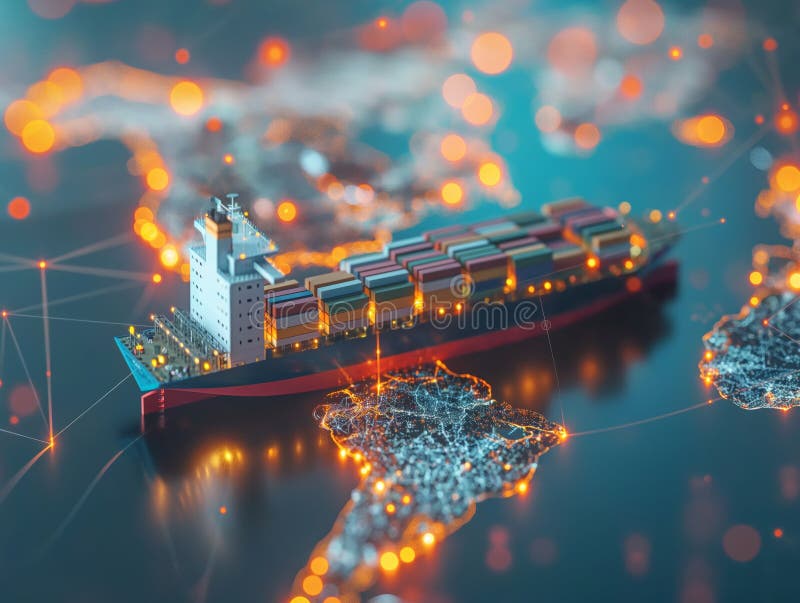 Navigating the Digital Seas: High-Tech Container Ship at Night Stock ... Navigating the Digital Seas: High-Tech Container Ship at Night Stock ...