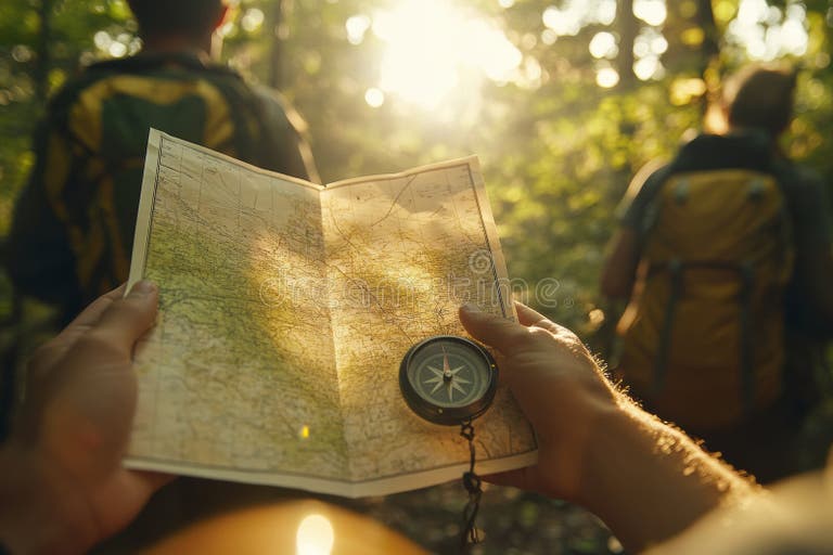 Navigating through the Forest with a Map and Compass, Scouts Embodying ...