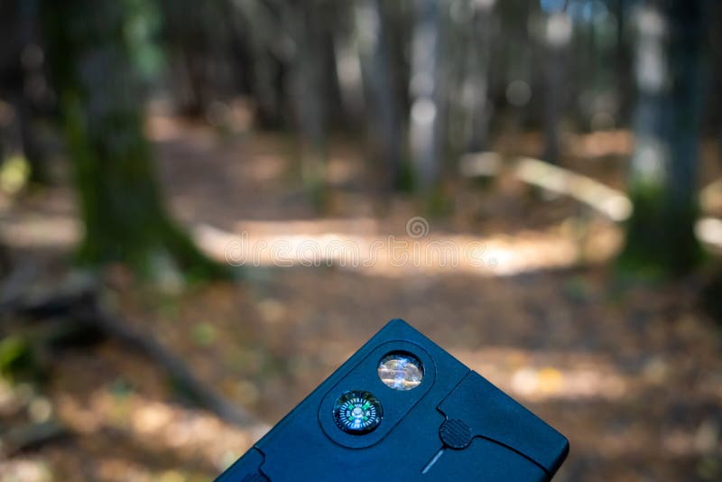 Navigating the Forest with a Mini Compass Stock Photo - Image of forest ...