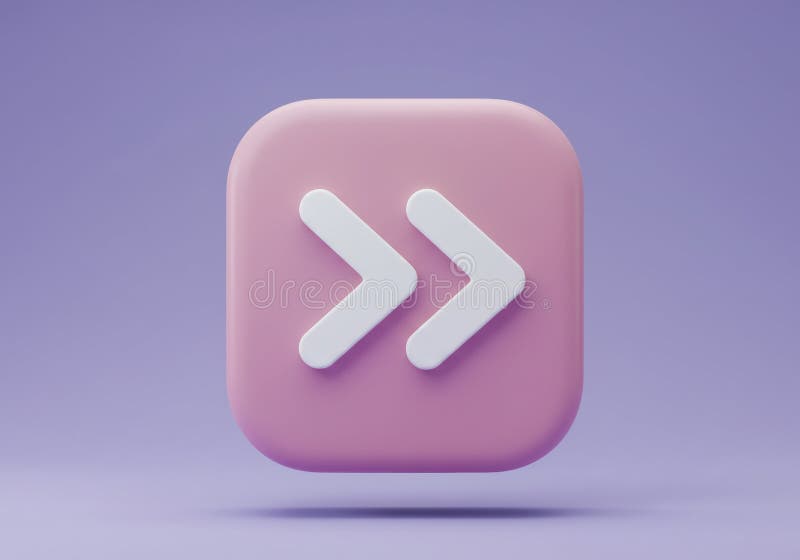 Navigating Forward Double Arrow on Pink Square Button Stock ...