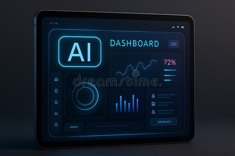 Navigating the Future Interactive AI Dashboard Interface on a Sleek ...