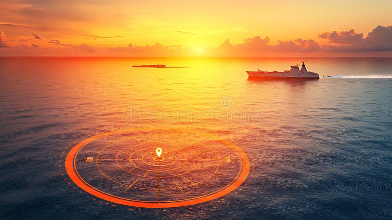 Navigating the High Seas: Advanced Maritime Technology at Sunset Glow ...
