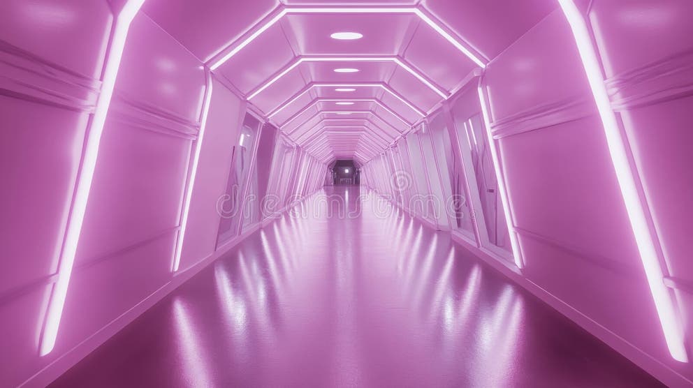 Navigating an Infinite Radiant Passageway, Composed of Neon-lit ...