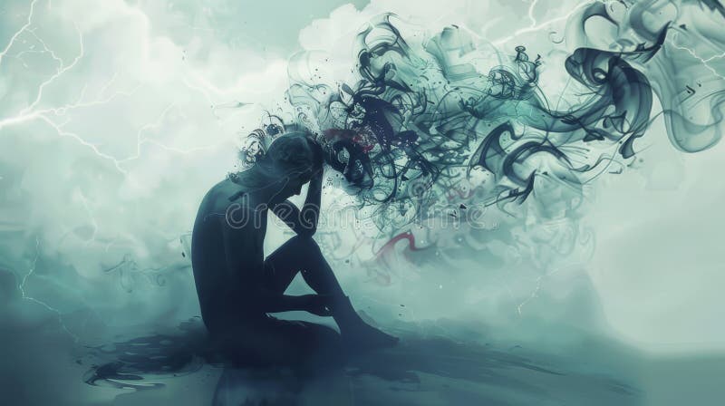 Navigating Intrusive Thoughts: the Struggle of Inner Turmoil Stock ...