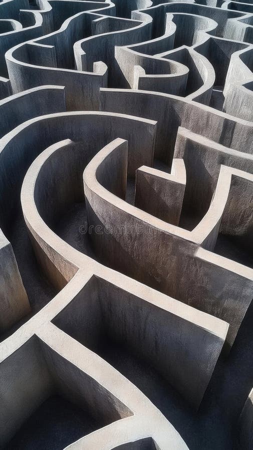 Navigating the Labyrinth, a Concrete Maze of Intricacy and Choice Stock ...