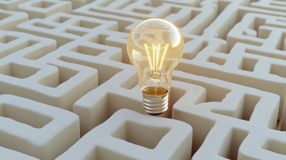 Navigating the Labyrinth of Ideas a Guiding Light in the Maze, Representing the Journey of ...