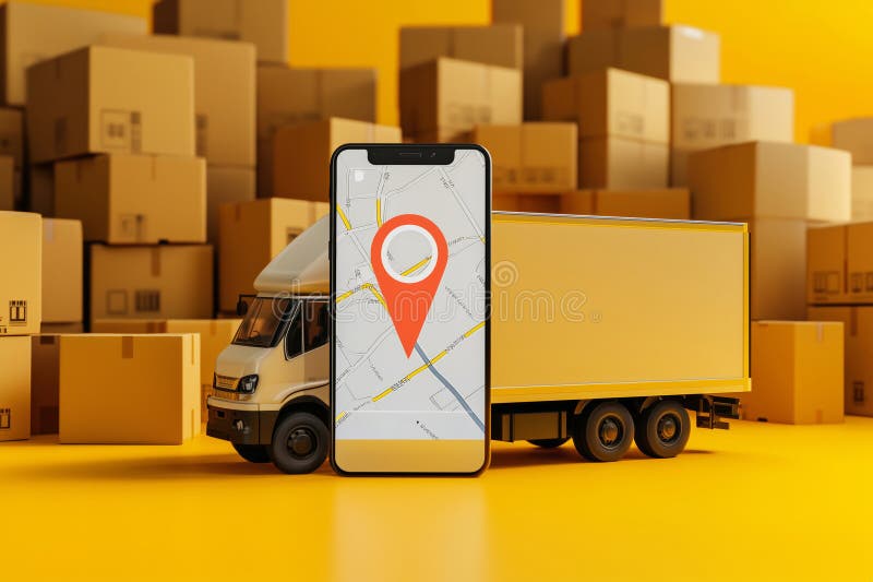Delivery Truck Map Boxes Shipping Tracking Stock Photos - Free ...