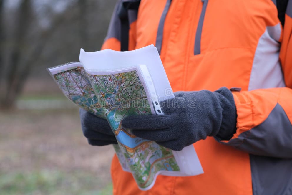 Navigating with Map and Compass Stock Image - Image of adventure ...