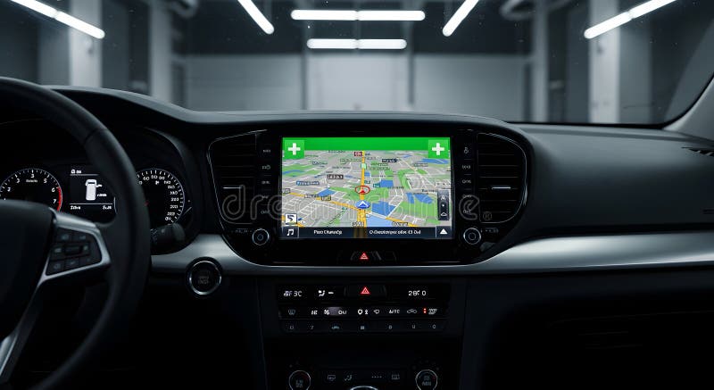 Navigating the Modern World: Car Interior with Advanced GPS Navigation ...
