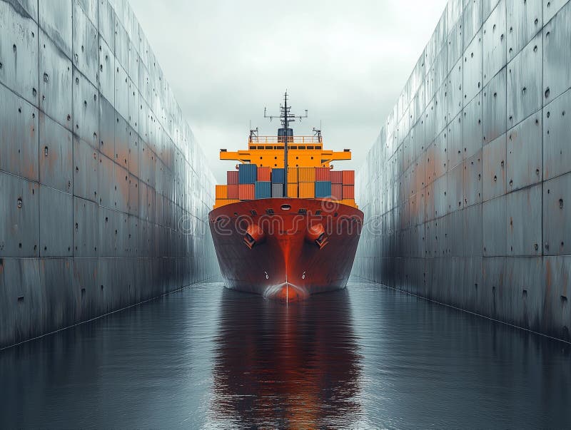 Navigating the Narrow Channel Stock Illustration - Illustration of ...