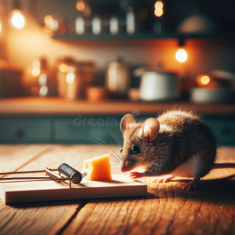 A Mouse Carefully Avoids the Dangers of the Mouse Trap Stock ...