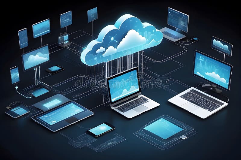 Navigating the Remote Data Storage in Future Stock Illustration ... Navigating the Remote Data Storage in Future Stock Illustration ...