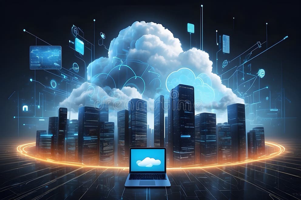 Navigating the Remote Data Storage in Future Stock Illustration ...