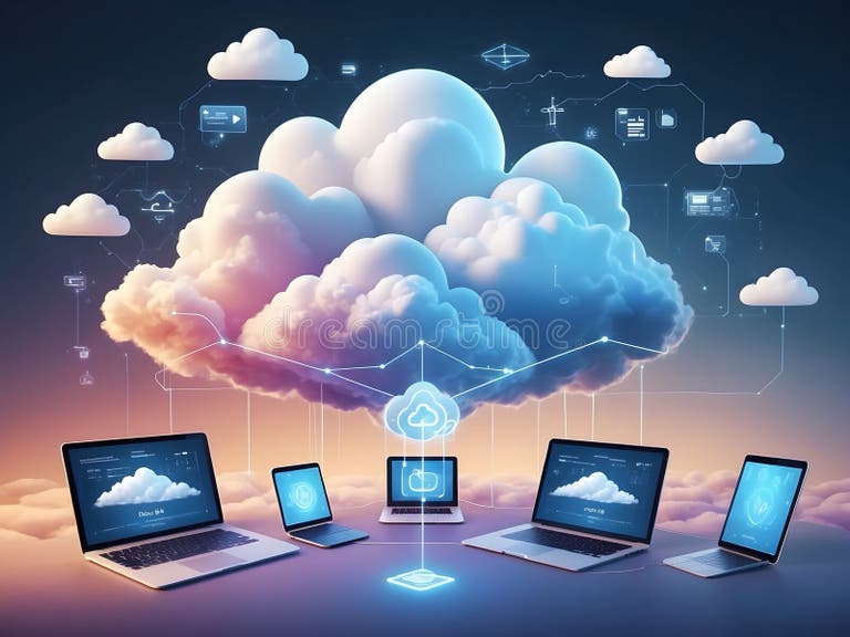 Navigating the Remote Data Storage in Future Stock Illustration ...