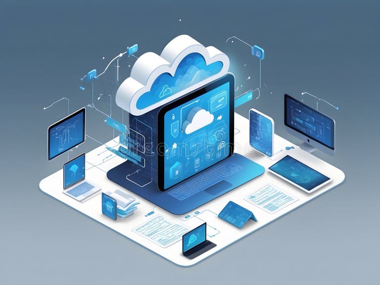 Navigating the Remote Data Storage in Future Stock Illustration ...