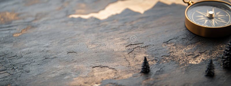 Navigating the Rugged Terrain with a Compass and Miniature Trees on a ...