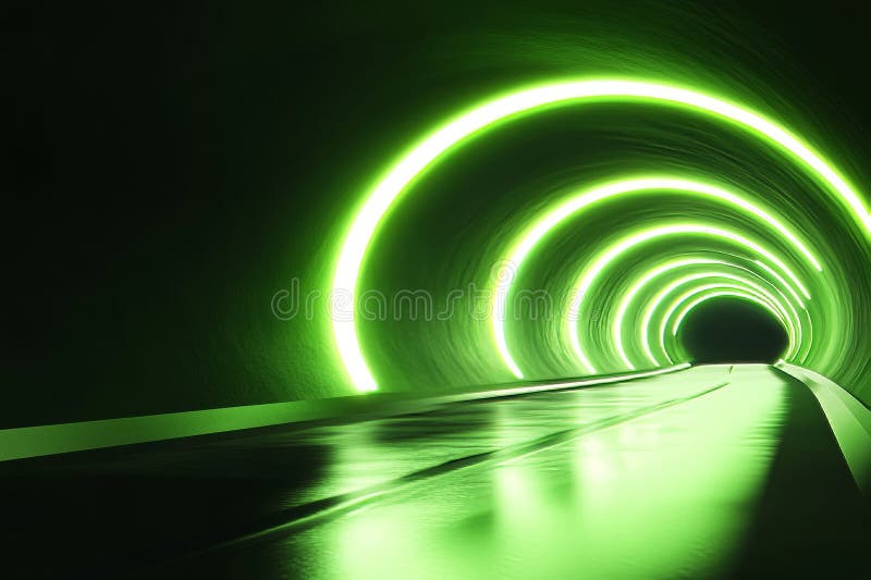 Navigating through a Stylized Green Futuristic Setting with Illuminated ...