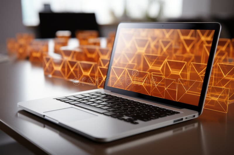 Navigating the World of Digital Email Over Laptop. AI Generated Stock ...
