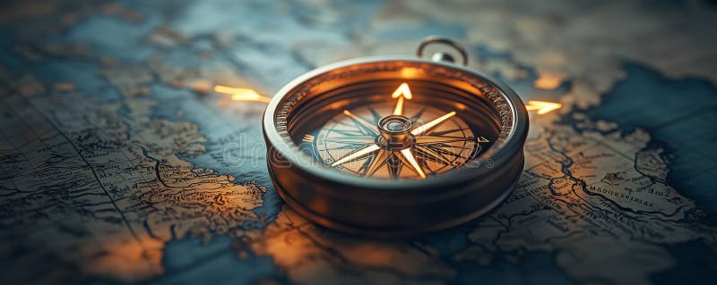 Navigating the World: a Glowing Compass Highlights the Adventure of ... Navigating the World: a Glowing Compass Highlights the Adventure of ...