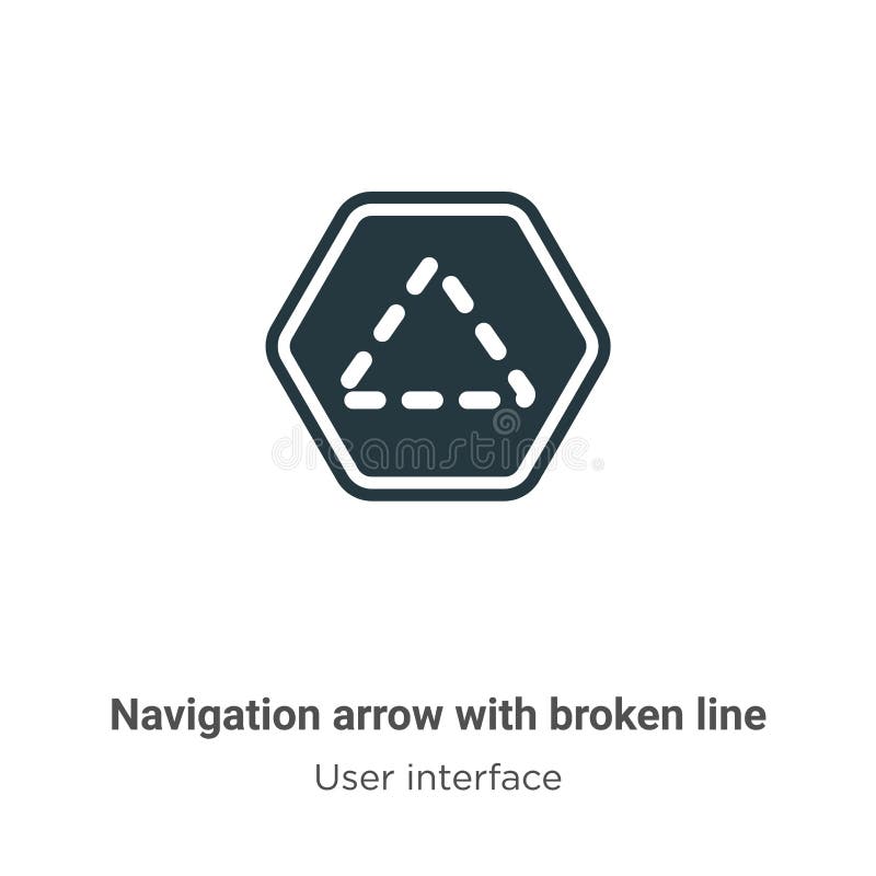 Navigation Arrow with Broken Line Vector Icon on White Background. Flat ...