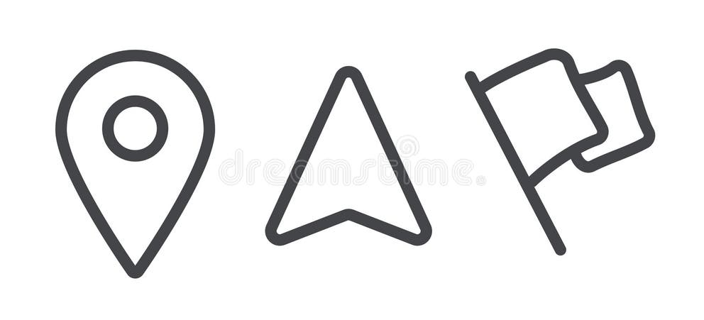 Navigation Arrow Line Stroke Icon VectorÂ simple, Gps Map Pin Pointer Thin Linear Sign Symbol ...