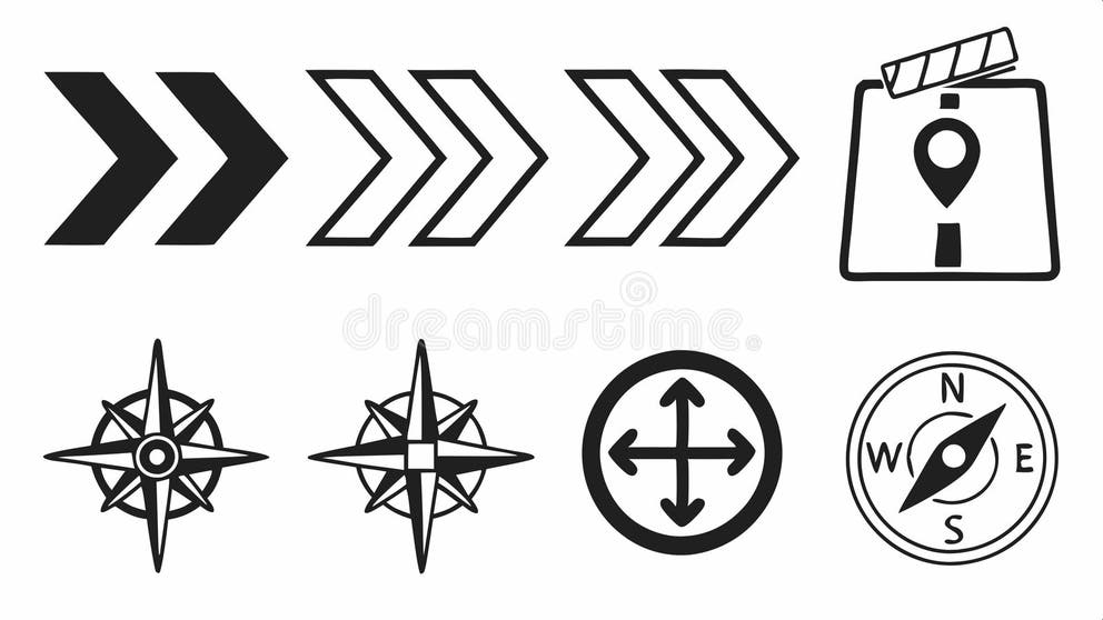 Navigation Arrows Vector Set, Directional Symbols, Map and UI Elements Collection Vector Design ...