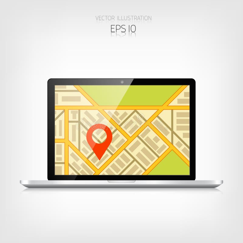 Navigation Background with Monitor and Map.Responsive Web Design ...