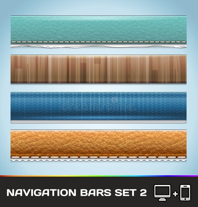 Navigation Bars for Web and Mobile Set 2 Stock Vector - Illustration of ...