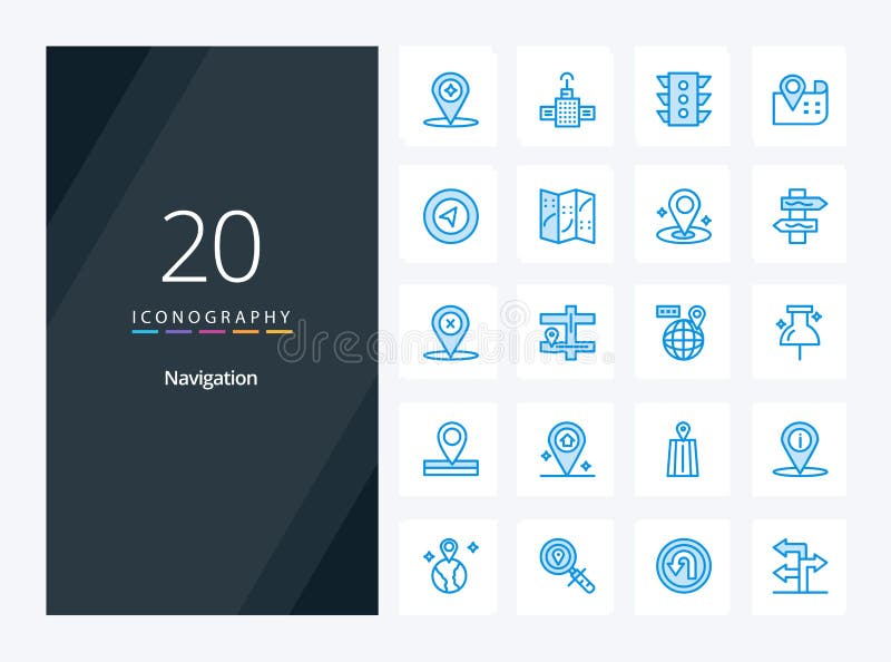 20 Navigation Blue Color Icon for Presentation Stock Vector ...