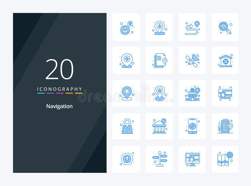 20 Navigation Blue Color Icon for Presentation Stock Vector ...