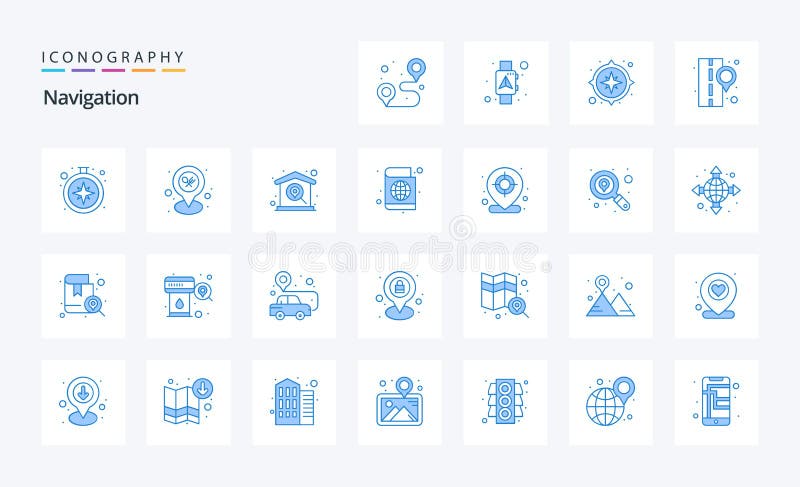25 Navigation Blue Icon Pack Stock Vector - Illustration of home ...
