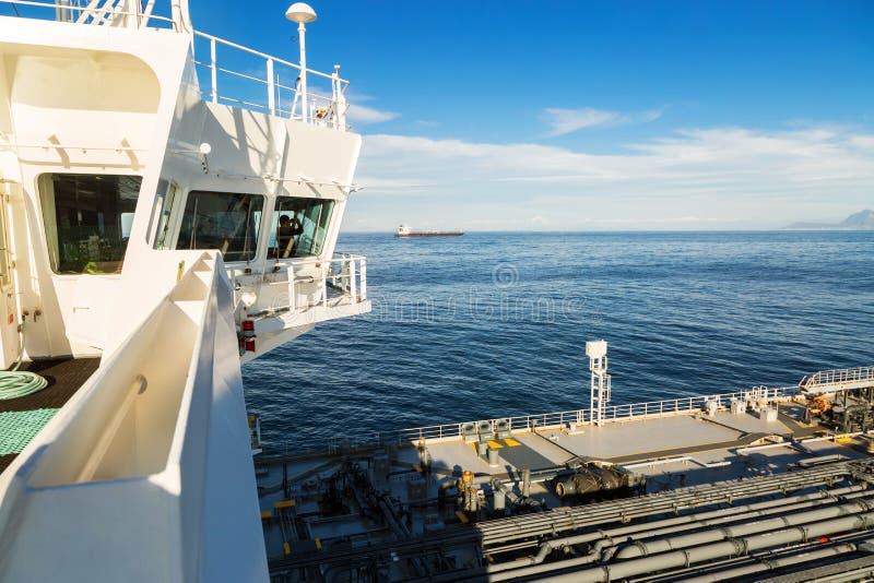 Navigation Bridge and Deck of a Tanker Stock Image - Image of citadel ...