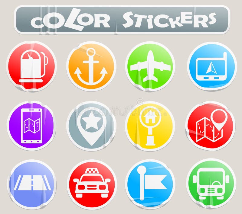 Navigation color stickers stock vector. Illustration of label - 128286490