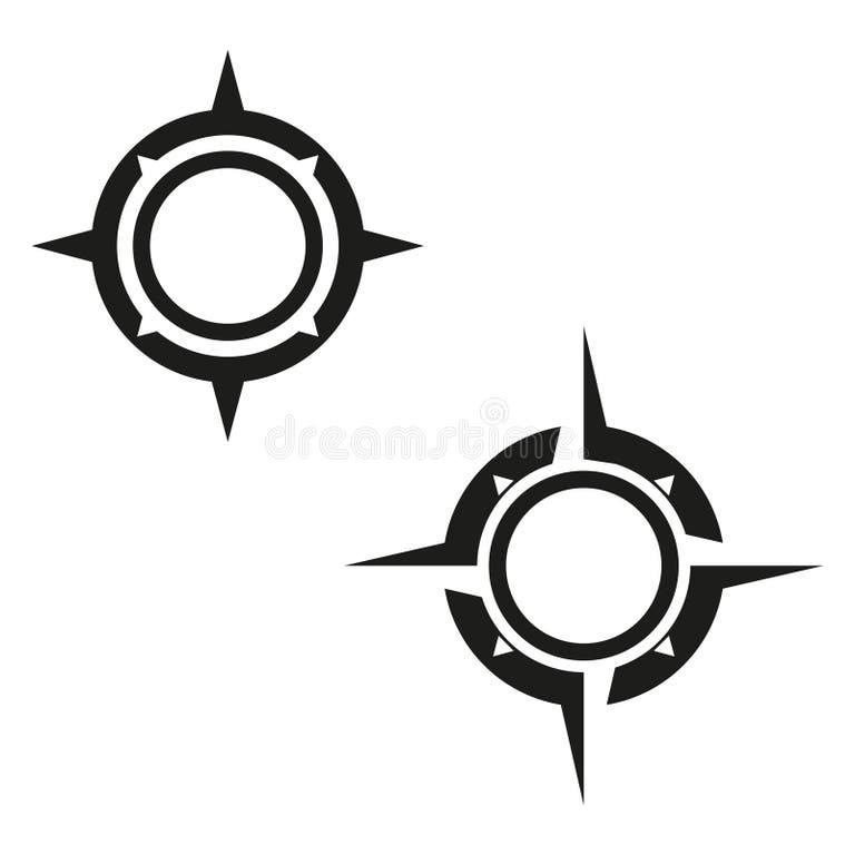 Navigation Compass Icon. Directional Pointer Shape. Black Round Symbol ...