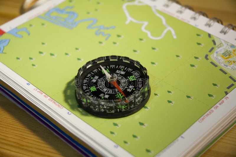 Navigation Compass and Map stock image. Image of global - 5757677